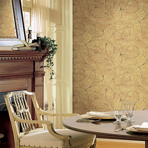 292-80905 | Mustard Scroll | Wallpaper Boulevard