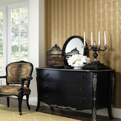 BQ3801 | Metallic Stripe Damask | Wallpaper Boulevard