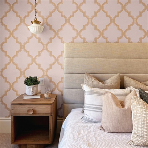 Marrakesh Pink & Metallic Gold Peel and Stick Wallpaper