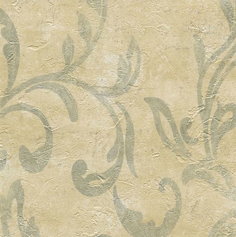 Plume Stone Modern Scroll Wallpaper | WD3052