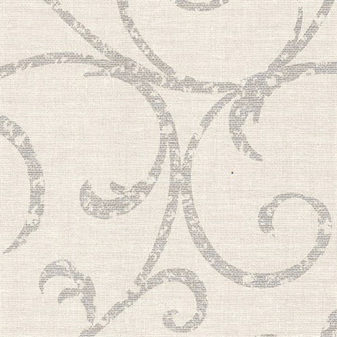 Bates Grey Textured Scroll Wallpaper | 2446-83555