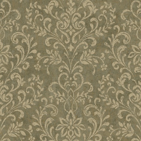 PN663410 | Brown Country Damask | Wallpaper Boulevard