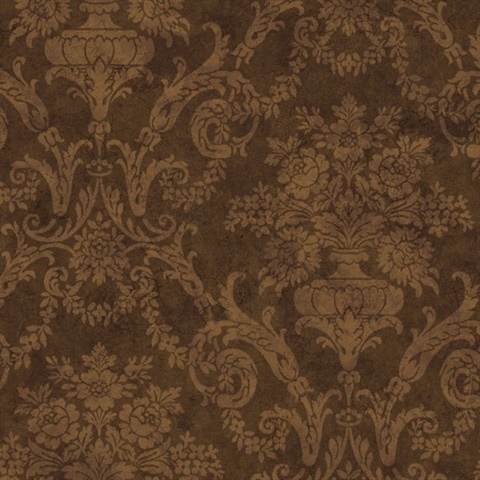 SIS40595 | Brown Larkspur Damask | Wallpaper Boulevard