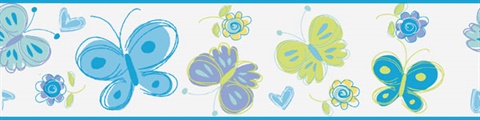 443B97629 | Butterfly Garden Border Blue Butterfly Border | Wallpaper ...