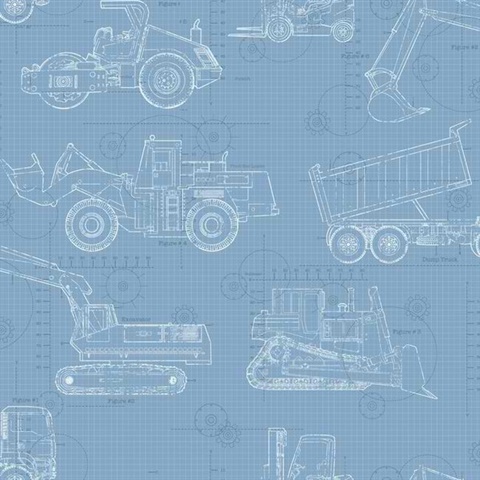 KS2352 | Construction Blueprint | Wallpaper Boulevard