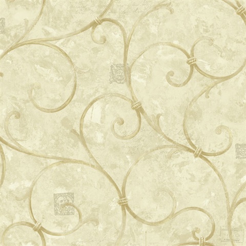 521-71405 | Cream Scroll | Wallpaper Boulevard