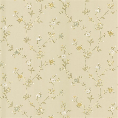 403-49222 | Daisy Beige Floral Trail Wallpaper | Wallpaper Boulevard