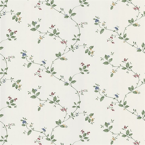 403-49289 | Eva White Floral Trail Wallpaper | Wallpaper Boulevard