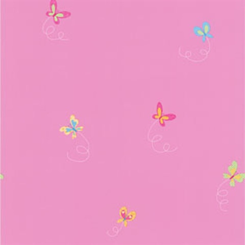 443-90503 | Flutter-By Pink Butterflies Wallpaper | Wallpaper Boulevard
