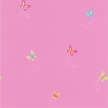 443-90503 | Flutter-By Pink Butterflies Wallpaper | Wallpaper Boulevard