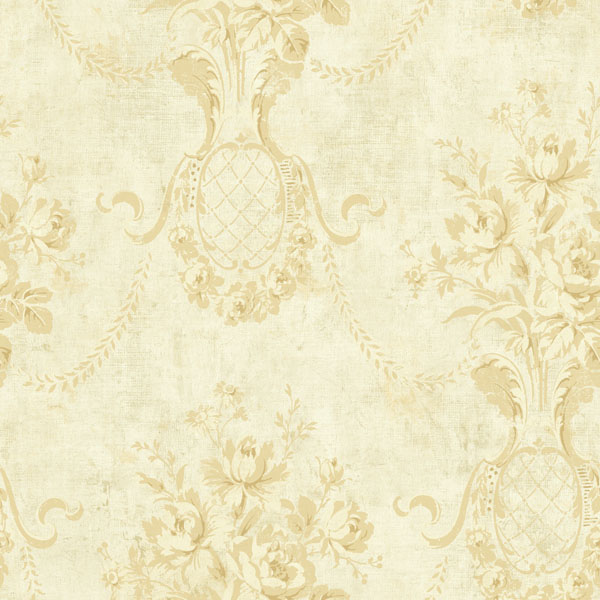 521-71505 | Gold Floral Ribbon Bouquet | Wallpaper Boulevard