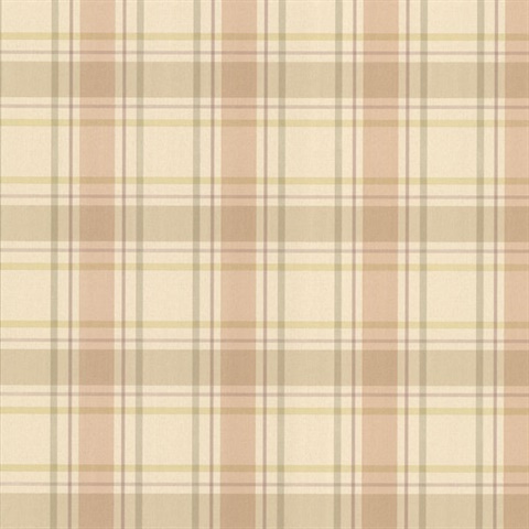 302-66841 | Grand Plaid Peach Plaid Wallpaper | Wallpaper Boulevard