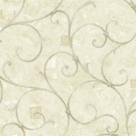 521-71404 | Grey Scroll | Wallpaper Boulevard