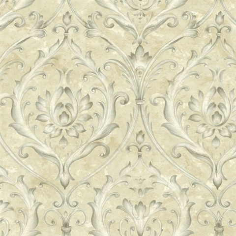 521-70704 | Grey Scroll Ogee | Wallpaper Boulevard