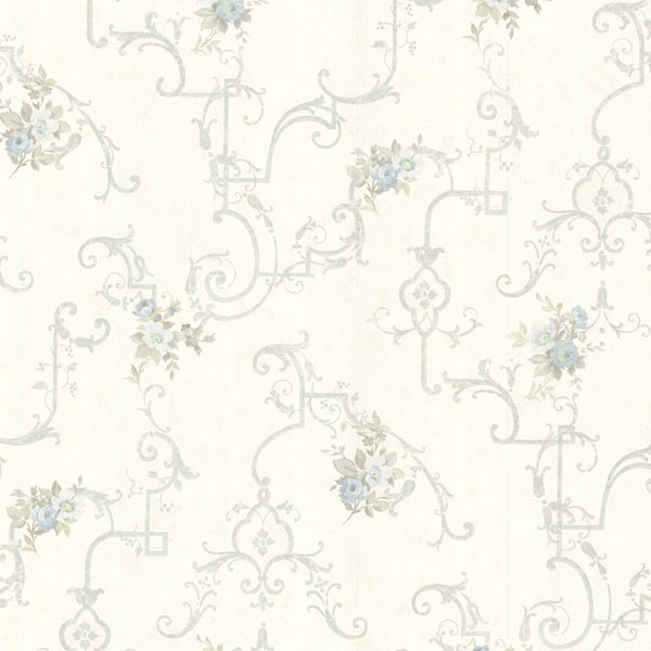 992-68306 | Lori Light Blue Floral Trellis | Wallpaper Boulevard