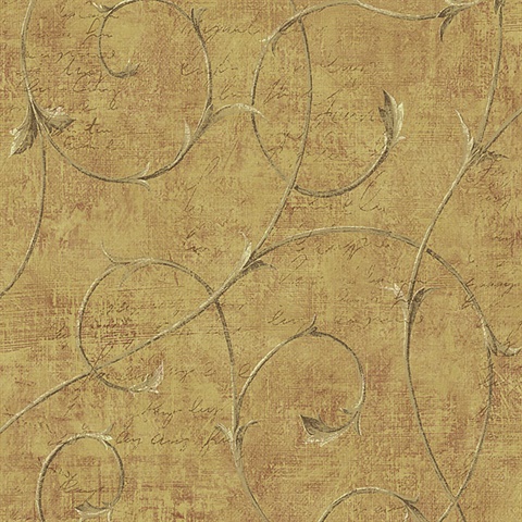 292-80905 | Mustard Scroll | Wallpaper Boulevard