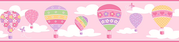 Pink Balloons In Sky Border | Pink Wallpaper Border