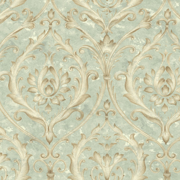 521-70702 | Sage Scroll Ogee | Wallpaper Boulevard
