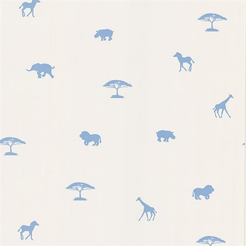 NG63863 | Simba Blue Animal Silhouettes Wallpaper | Wallpaper Boulevard