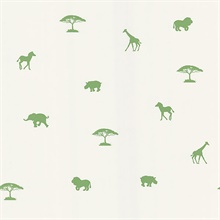 NG63865 | Simba Green Animal Silhouettes Wallpaper | Wallpaper Boulevard
