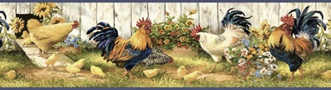 FFR24511B | Yellow Hen House Border | Wallpaper Boulevard