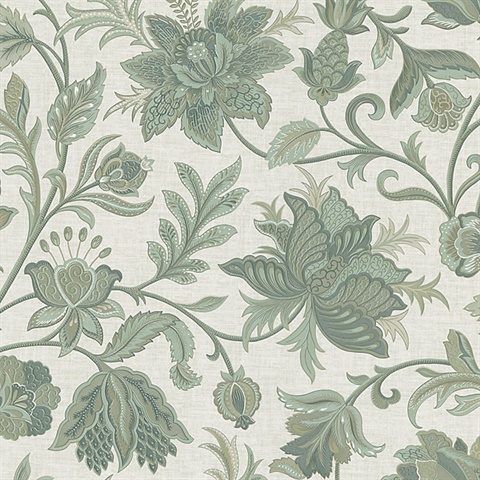 988-58623 | Ynes Green Jacobean | Wallpaper Boulevard